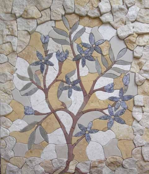 Garden Tree Stone Mosaic, 24" x 28" - Contemporary - Tile Murals - by ...