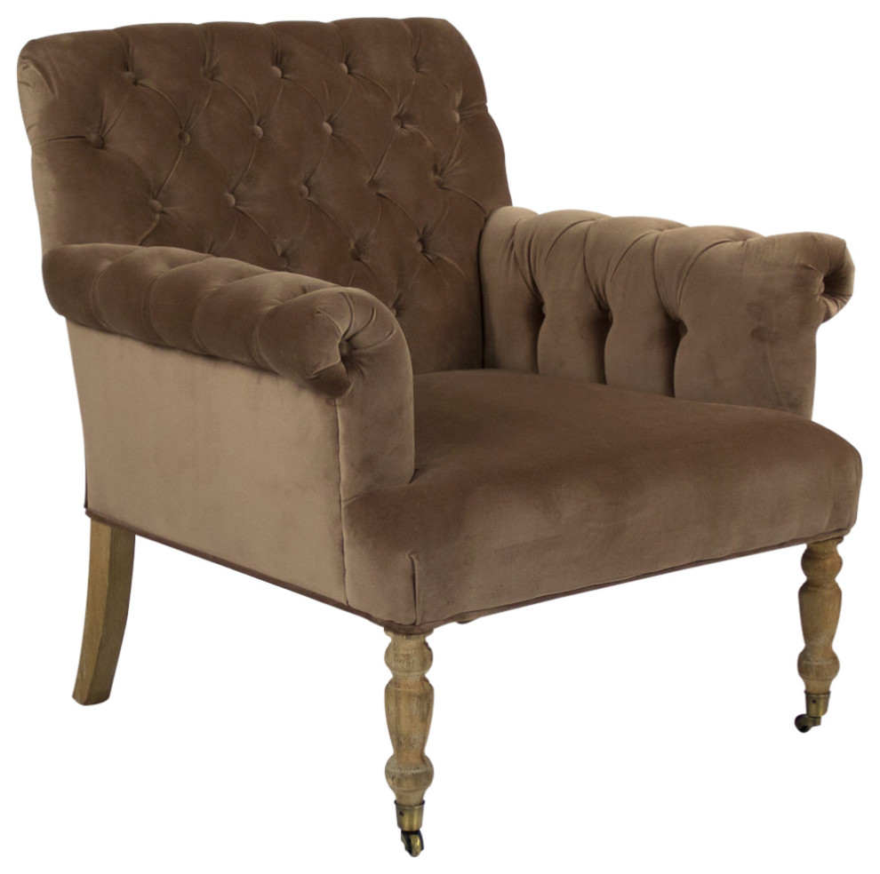 Lorraine Arm Chair, Brown Velvet - French Country - Armchairs And ...