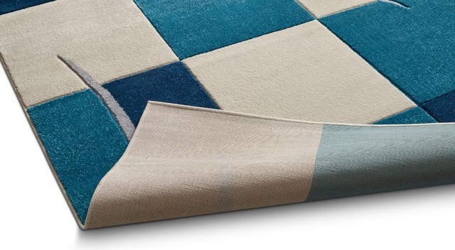 Well Woven Ruby Joy Modern Geo Squares Blue Area Rug, 5'3" x 7'3 ...