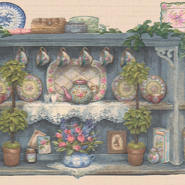 Kitchen Cupboard Peel and Stick Wallpaper Border 15'x7", Roll 15 ft. x ...