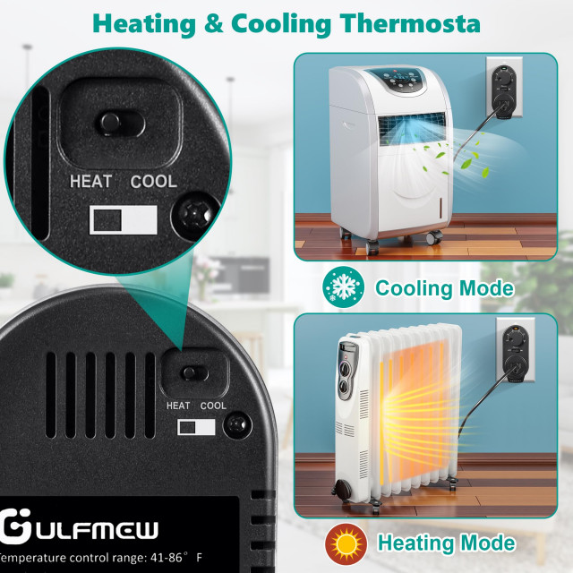 Adjustable Thermostat, Plug in Heating and Cooling Thermostat ...