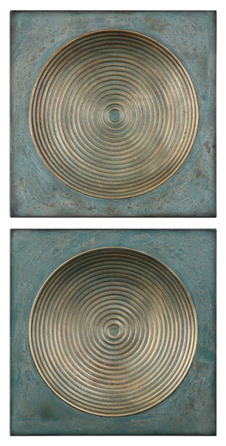 Bowery Hill Contemporary Wall Panel in Antique Gold (Set of 2 ...