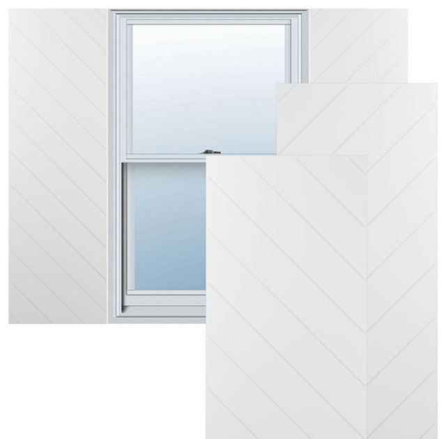 True Fit PVC Diagonal Slat Modern Style Fixed Mount Shutters, 15"W x 32 ...