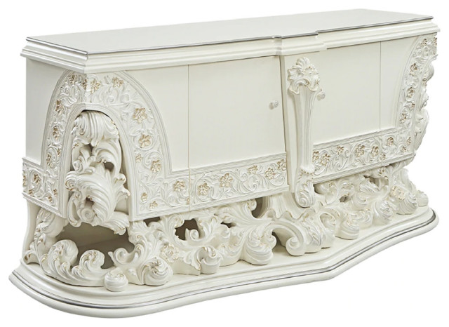 Benzara BM275669 82" Classic Ornate Sideboard Buffet Table, 2 Door ...