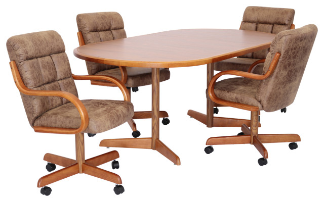 5-Piece 42x[54/72] Caster Dining Set Laminate Table Top & Rawhide ...