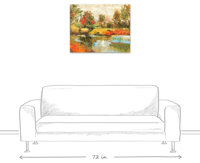 Red Orange Green Landscape 30x24 Canvas Wall Art - Contemporary ...