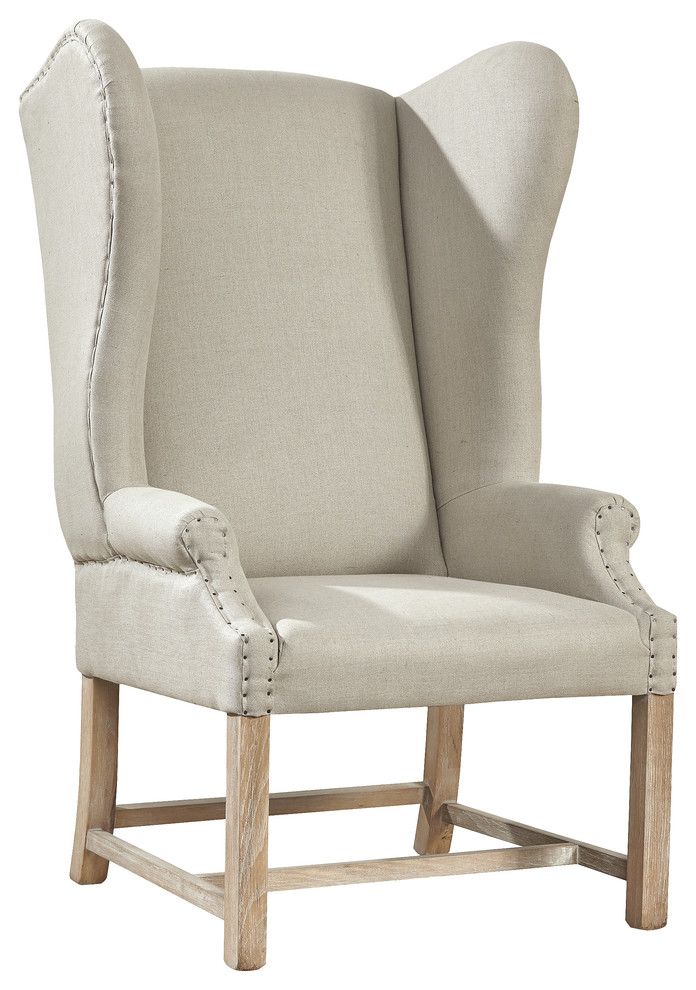 Grand Linen Wingback Chair - Farmhouse - Armchairs And Accent Chairs ...