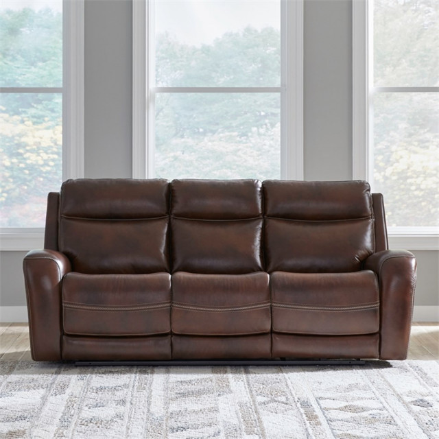 Liberty Furniture Blair Transitional Leather Power Reclining Sofa in ...