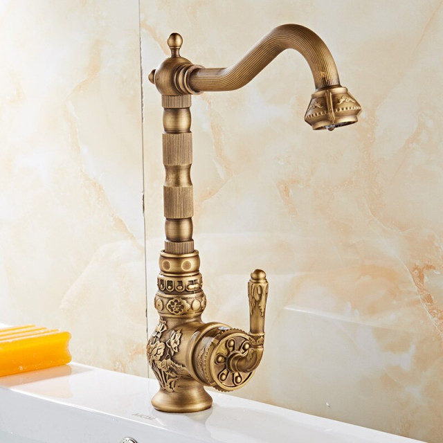 Single Handle Antique Bronze Bathroom Faucet - Victorian - Kitchen ...