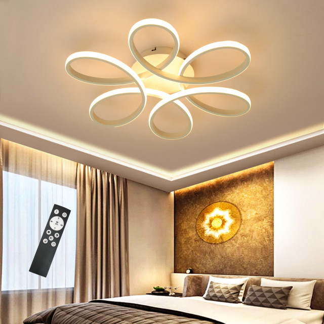 23" LED Semi Flush Mount Modern Aluminum Ceiling Light, Remote Dimming ...