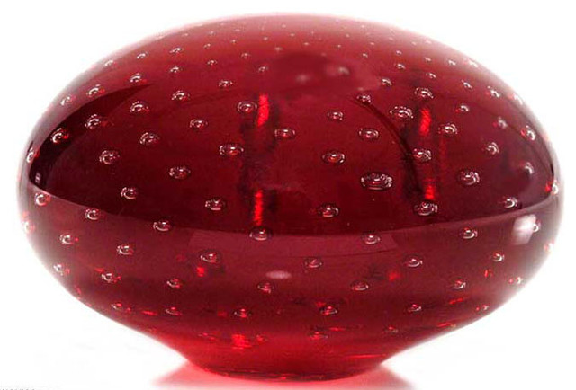 Vermilion Horizon Hand Blown Art Glass Paperweight - Contemporary ...