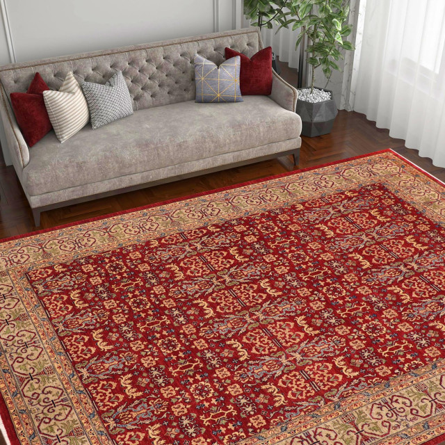 Boho Chic Ziegler Jane Red Green Hand-Knotted Wool Rug - 9'0'' x 12'0 ...