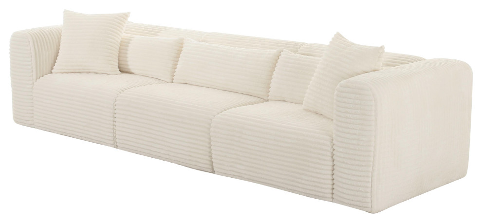 Tarra Fluffy Oversized Cream Corduroy Modular Sofa - Cream ...