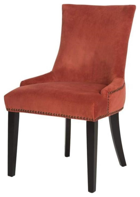 Set of 2 Rust Dining Chairs with Tapered Legs, Padded Seats, and ...