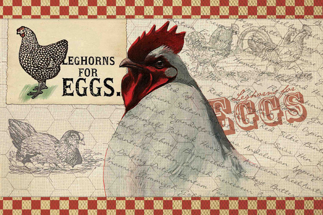 "Check Chicken 2" Painting Print on Canvas, 18"x12" - Farmhouse ...