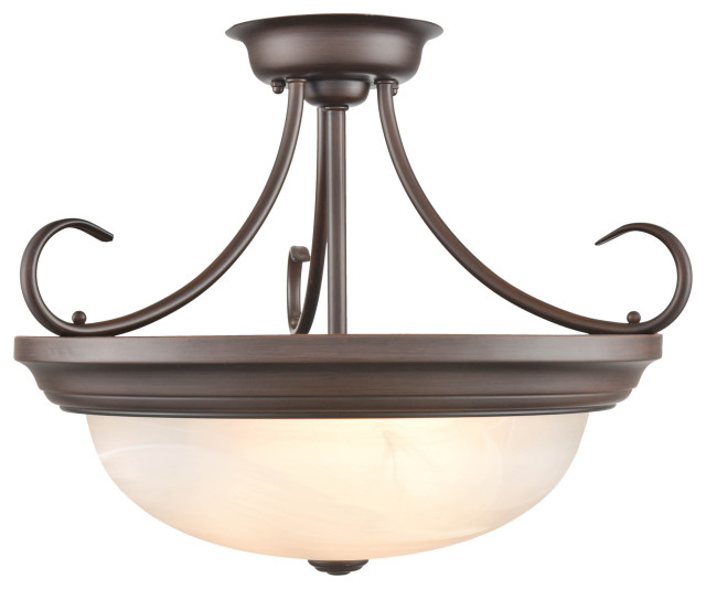 3 Light 17" Rubbed Bronze Semi-Flush - Traditional - Flush-mount ...