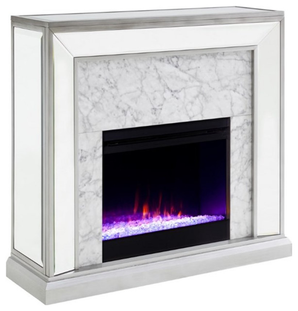 SEI Furniture Trandling Mirrored Color Changing Electric Fireplace ...