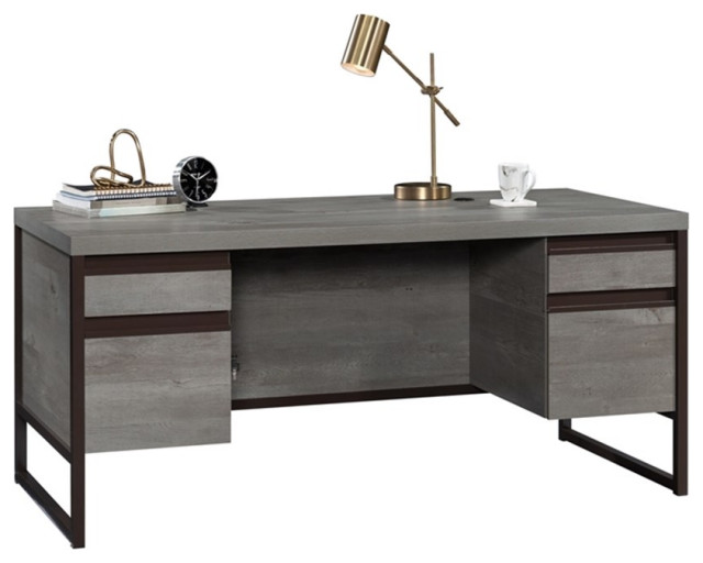 Sauder Manhattan Gate Engineered Wood Executive Desk in Mystic Oak ...