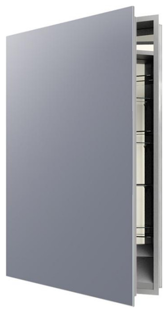 Simplicity Mirrored Cabinet, Right Door Swing, Clear, Matte Silver ...