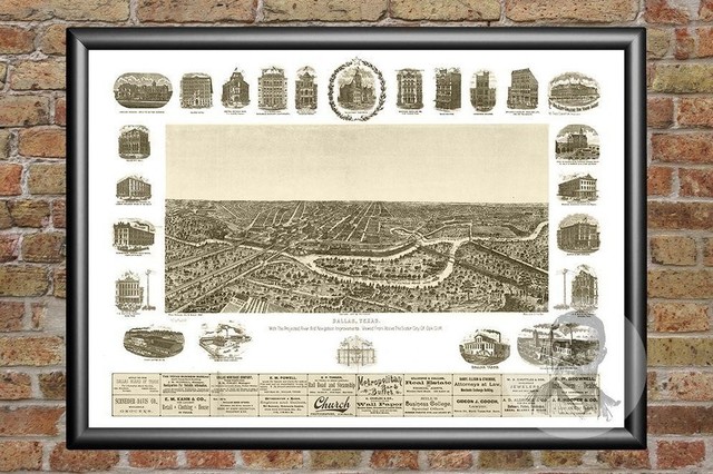 Old Map of Dallas Texas 1892, Vintage Map Art Print, 12"x18 ...