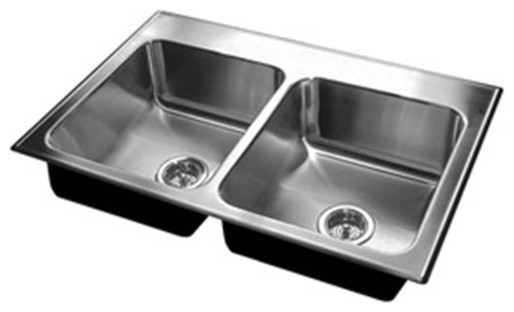 Double Compartment Sink, Ledgeback, 28" L, 29"x18"x5.5" - Contemporary ...