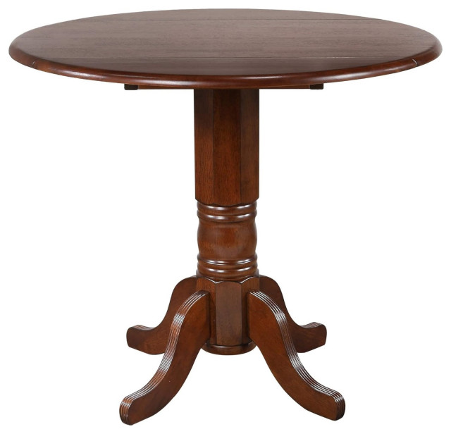 Traditional Chestnut Dining Table with Pedestal Base and Drop Leaves ...
