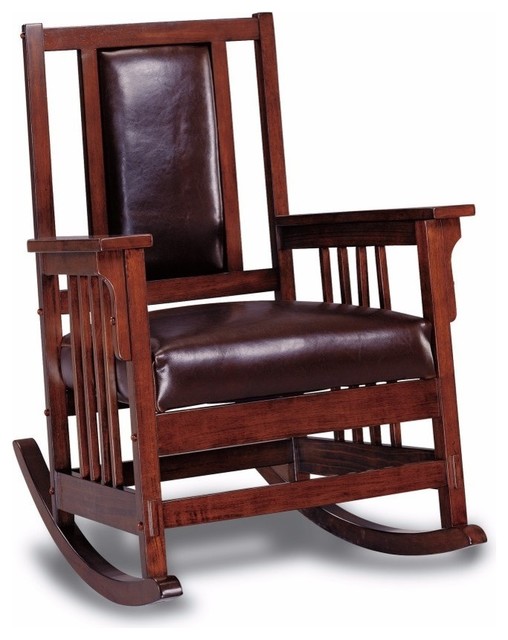 Benzara BM159013 Traditional Rocking Chair, Warm Espresso - Craftsman ...