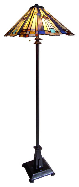 FLARE Tiffany-style 2 Light Mission Floor Lamp 16 Shade - Contemporary ...