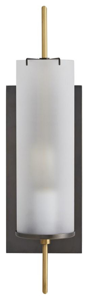 Stefan Wall Sconce, 1-Light, Frosted Glass, Bronze, Antique Brass, 20"H ...