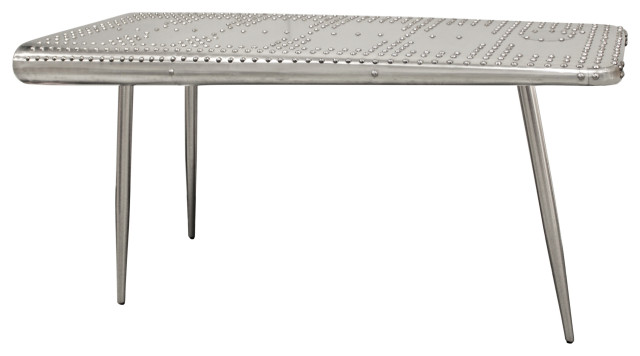 Pilot Console Table with Silver Aluminum Cladding and Exposed Steel ...