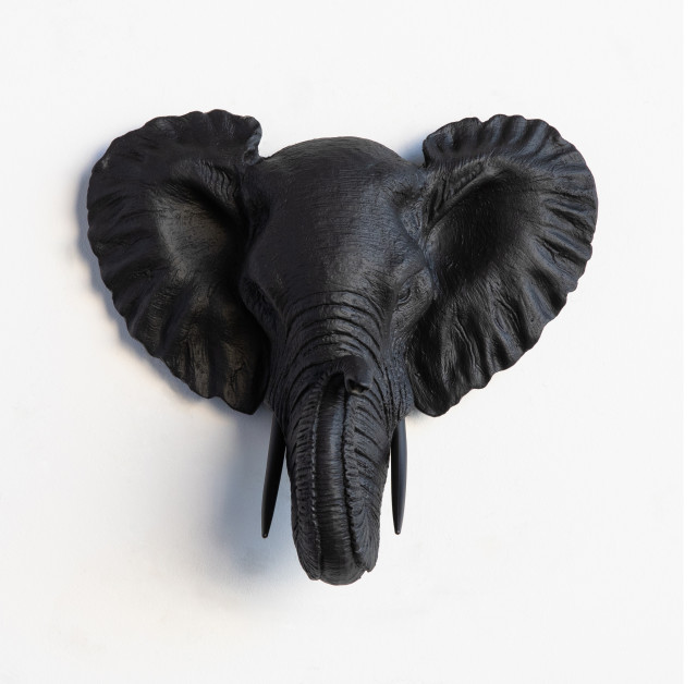 Faux Mini Elephant Wall Mount Wall Decor, Black - Contemporary - Wall ...