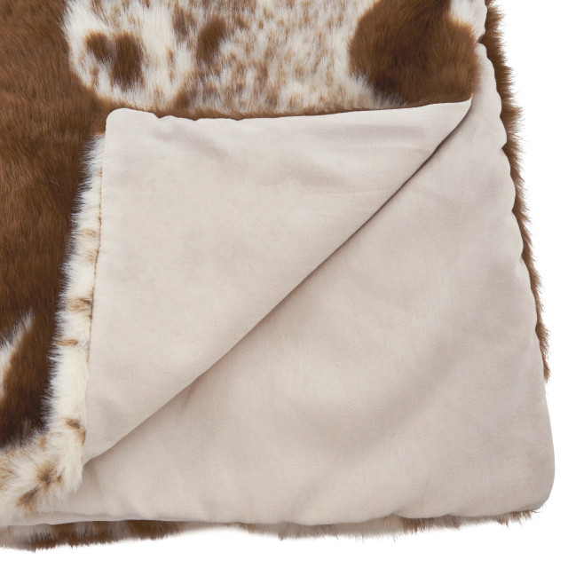 Faux Fur Throw With Cow Hide Design - Contemporary - Throws - by Saro ...