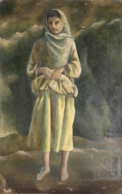 Woman, White Cloak, Laurent Marcel Salinas, 18.5x27.5 - Contemporary ...