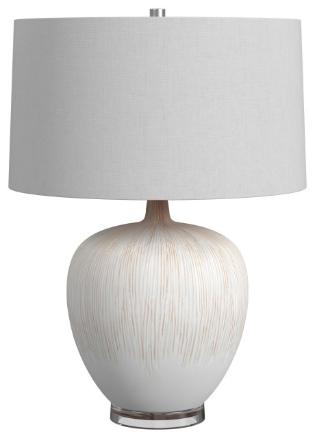 Beige Ceramic Table Lamp with Grooved Texture - Transitional - Table ...