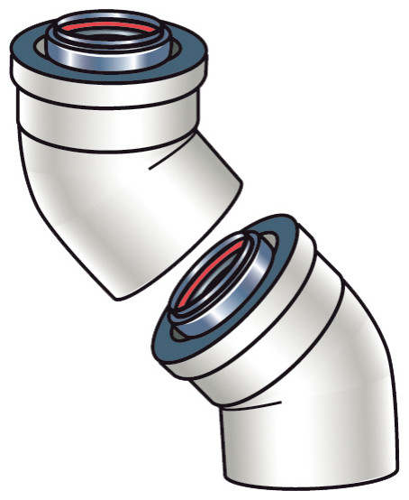 Non Condensing Vent Elbow 45, 3"x5" Metal Concentric, Set of 2 ...