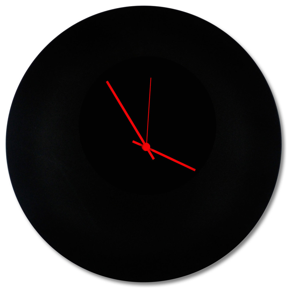 Blackout Circle Clock, Minimalist Modern Black Metal Clocks ...