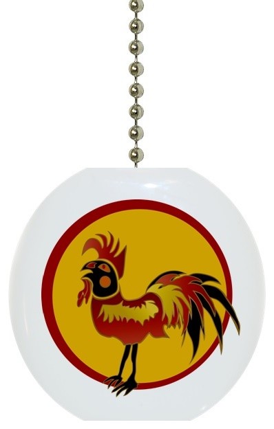 Rooster Red Frame Ceiling Fan Pull - Farmhouse - Ceiling Fan ...