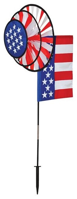 USA Flag Dual Wheel Spinner with Garden Flag - Contemporary - Garden ...