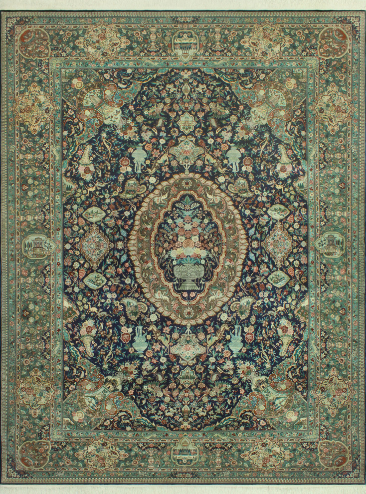 Heirloom Behroz Blue/Green Rug, 9'0x11'9 - Traditional - Area Rugs - by ...