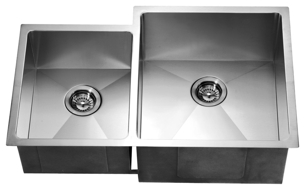 Dawn Undermount Double Bowl Square Sink, Small Bowl on Right, Small ...