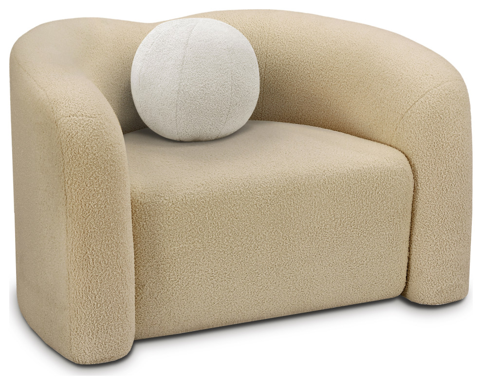 Kali Faux Shearling Teddy Fabric Upholseterd Set - Transitional ...