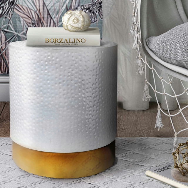 TOV Furniture Dimple Hand Hammered Side Table - Contemporary - Side ...