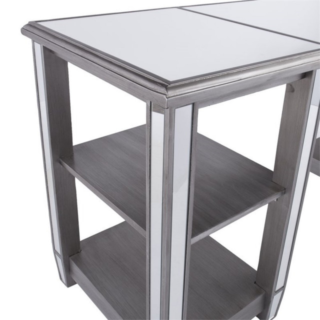 UrbanPro Mirrored Writing Desk in Brushed Matte Silver Finish ...