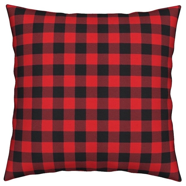 Red Buffalo Check Red Plaid Throw Pillow, Cover Only - Rustic ...