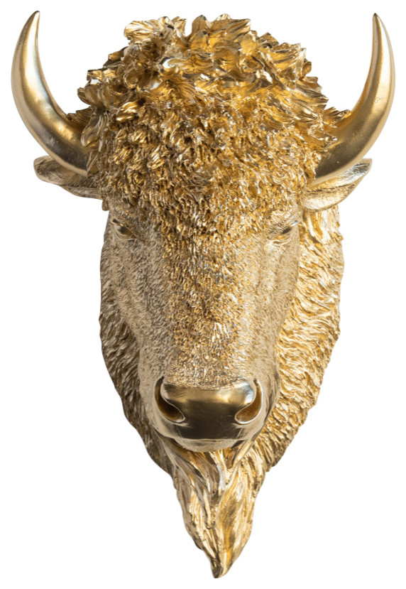 Faux Taxidermy Bison Head Wall Mount - Southwestern - Wall Sculptures ...