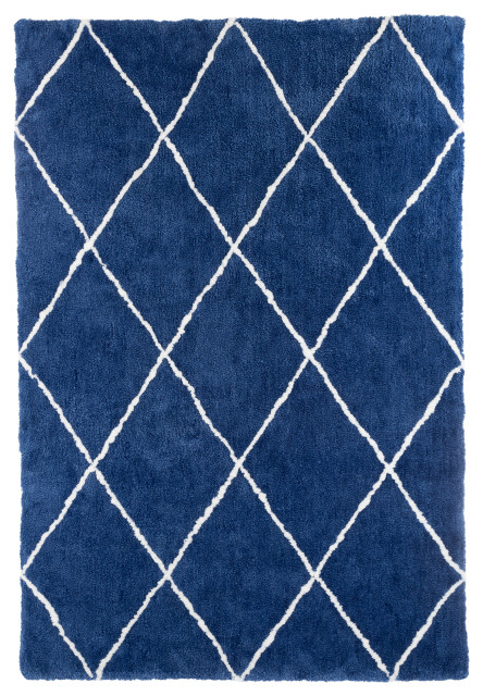 Diamond Shag Area Rug- Plush Gray and Ivory Pattern Carpet- Modern ...