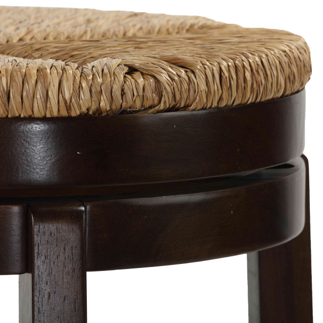 Hennepin Solid Wood Backless Swivel Counter Stool, 24" Straw Seat, 24 ...