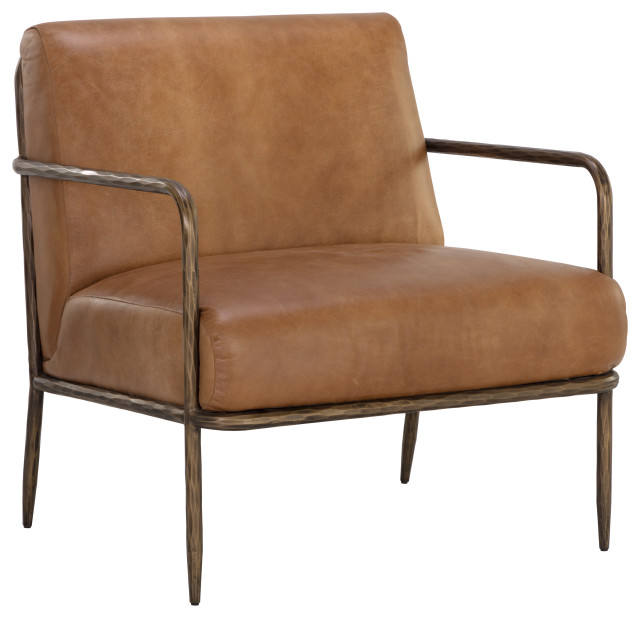 Lathan Lounge Chair, Tan Leather - Midcentury - Armchairs And Accent ...