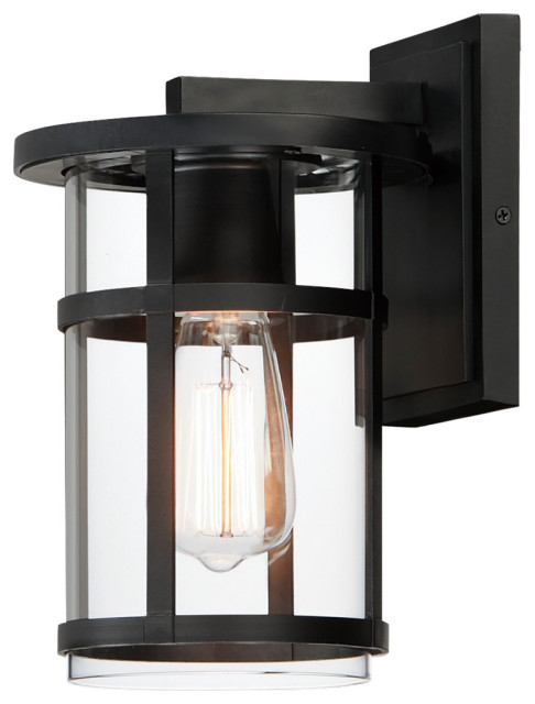 Black One Light Outdoor Wall Sconce from the Clyde Vivex Collection, 7. ...