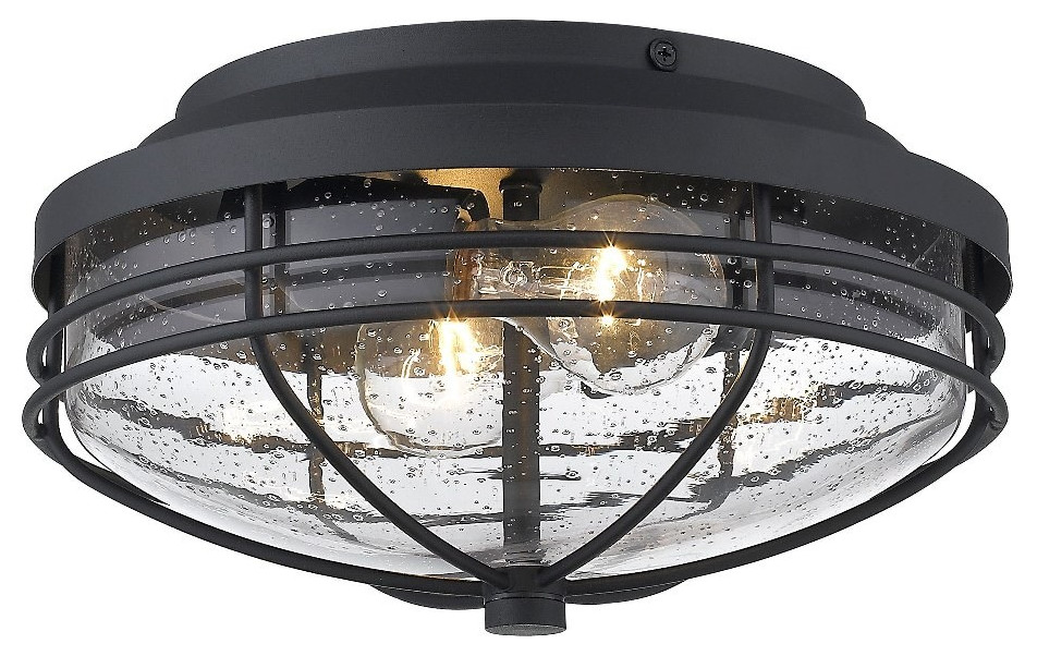 Two Light Flush Mount Sconce-Natural Black Finish - Ceiling - Flush ...